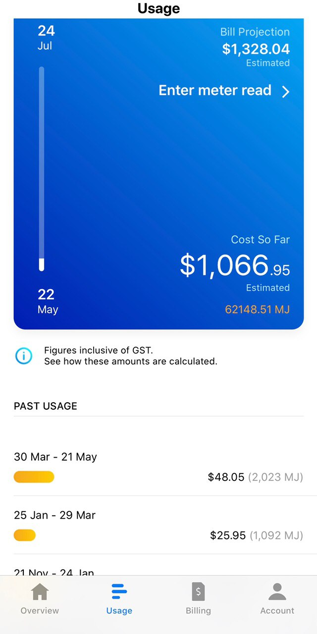 Usage (bill projection) - Neighbourhood | AGL
