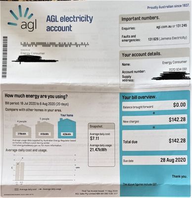 Unexpected bill addressed to "Energy Consumer" in ... - Neighbourhood | AGL